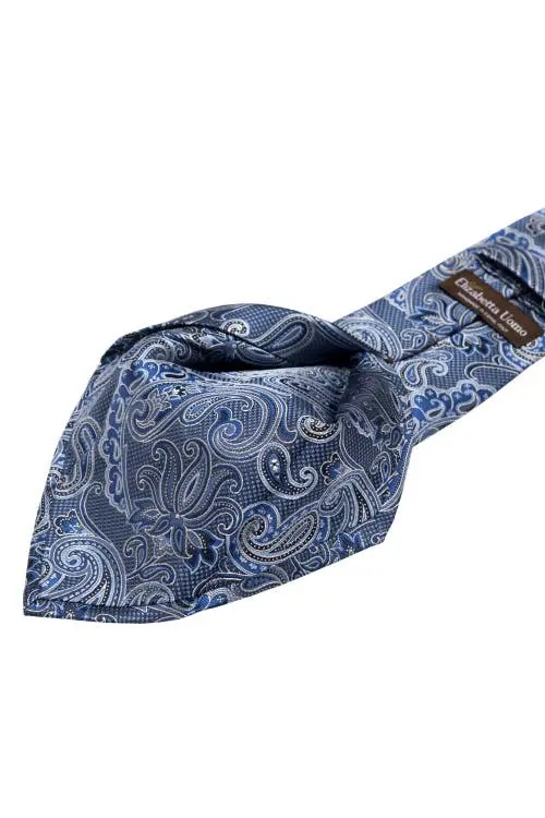ELIZABETTA Pavia Extra Long Silk Jacquard Neck Tie - Blue