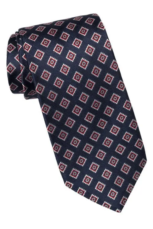 ELIZABETTA Lambrusco Extra Long Silk Jacquard Neck Tie - Navy
