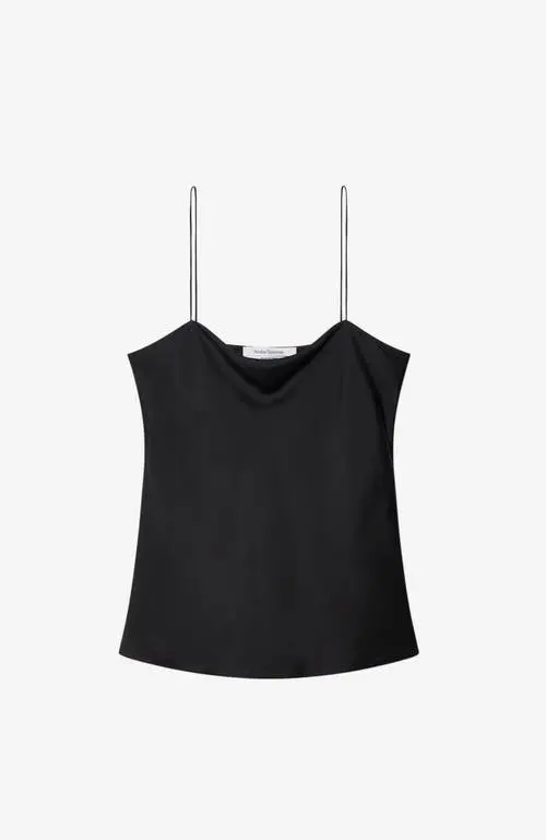 Another Tomorrow Silk Camisole - Black