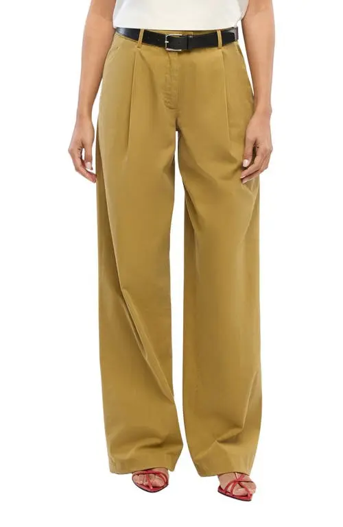 Another Tomorrow Relaxed Wide-leg Trousers - Thyme