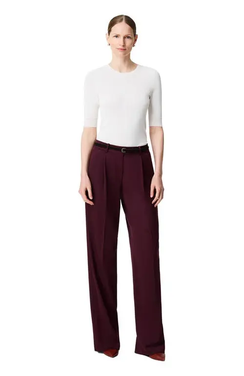Another Tomorrow Relaxed Wide Leg Pant - Plum