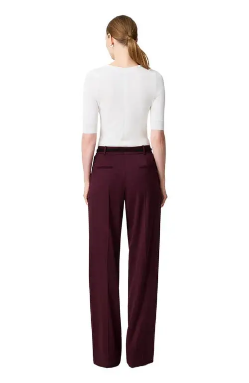 Another Tomorrow Relaxed Wide Leg Pant - Plum