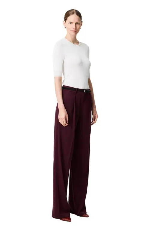 Another Tomorrow Relaxed Wide Leg Pant - Plum