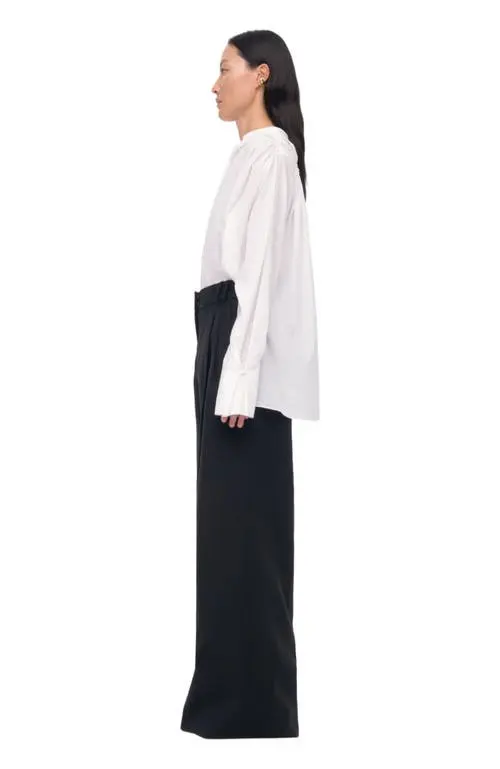 Another Tomorrow Pleated Wide Leg Trousers - Black
