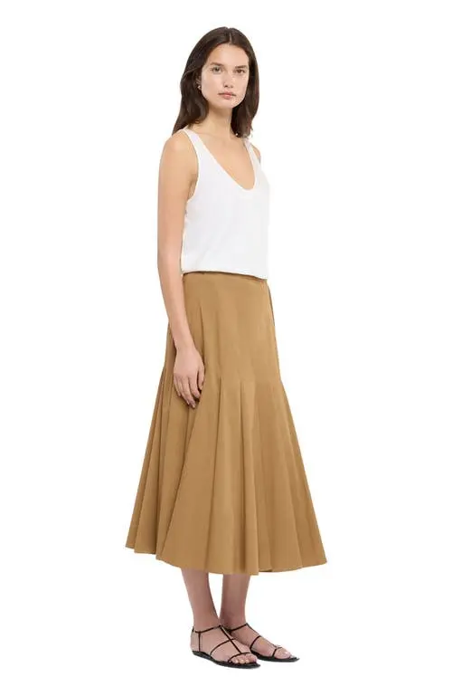 Another Tomorrow Panel Wrap Midi Skirt - Toffee
