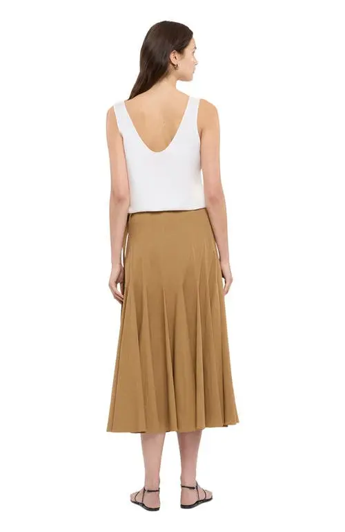 Another Tomorrow Panel Wrap Midi Skirt - Toffee