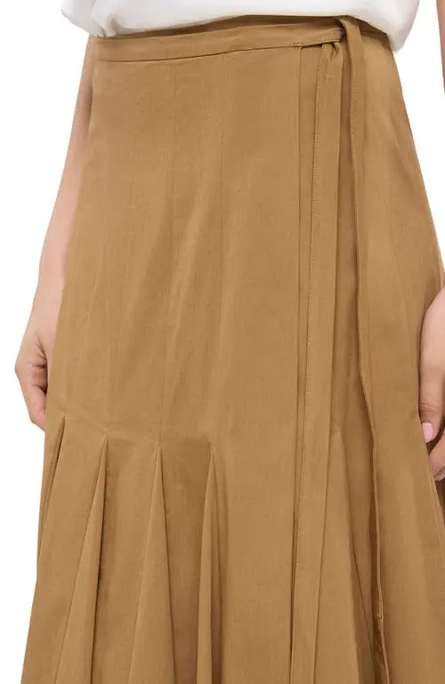 Another Tomorrow Panel Wrap Midi Skirt - Toffee