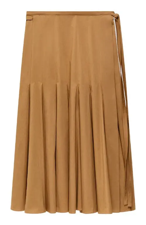 Another Tomorrow Panel Wrap Midi Skirt - Toffee