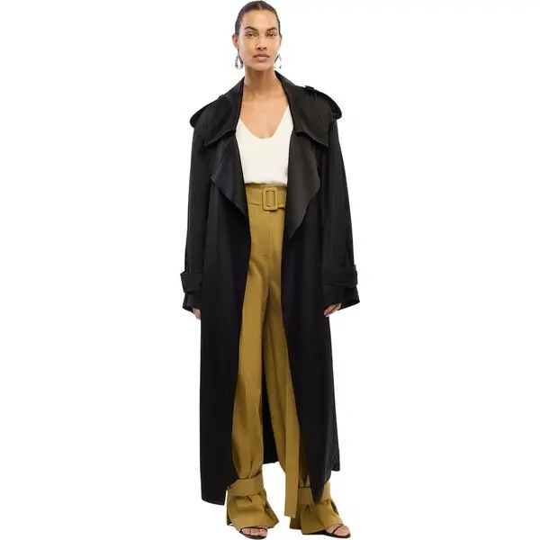 Another Tomorrow Satin Trench Coat