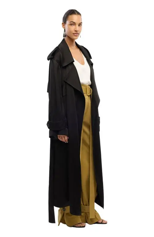 Another Tomorrow Satin Trench Coat