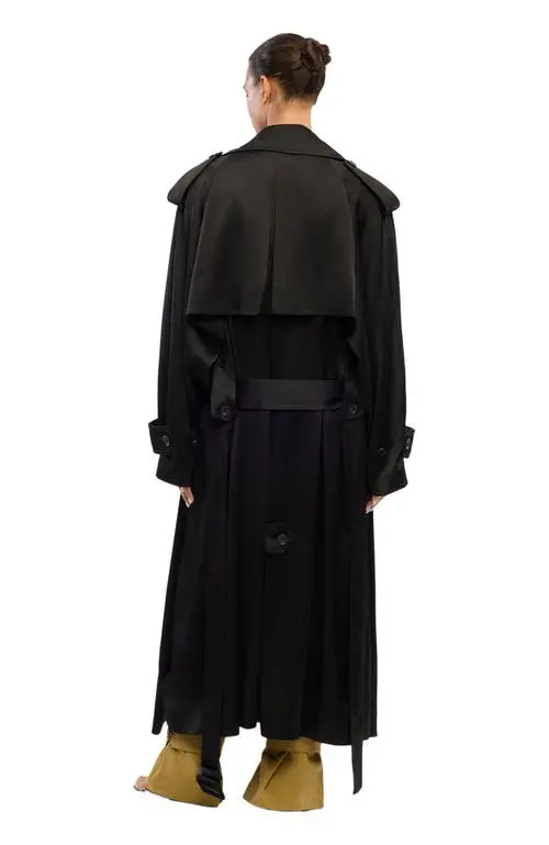 Another Tomorrow Satin Trench Coat
