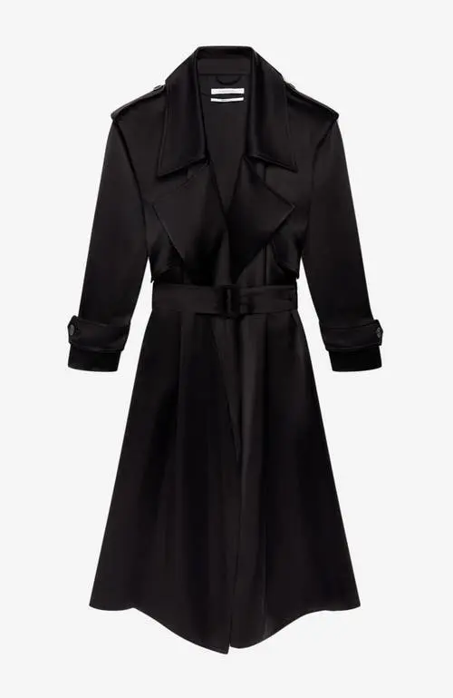 Another Tomorrow Satin Trench Coat