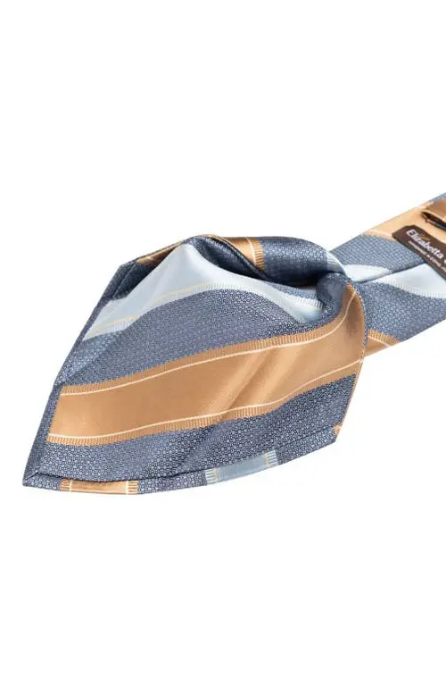 ELIZABETTA Extra Long Silk Jacquard Neck Tie - Blue And Copper