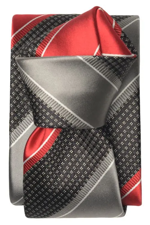 ELIZABETTA Extra Long Silk Jacquard Neck Tie - Red
