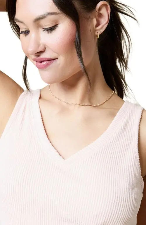 SOFTIES Rib Dream Double V-neck Short Set - Apricot