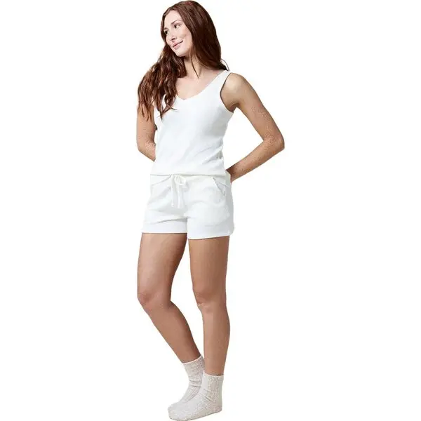 SOFTIES Rib Dream Double V-neck Short Set - Cloud