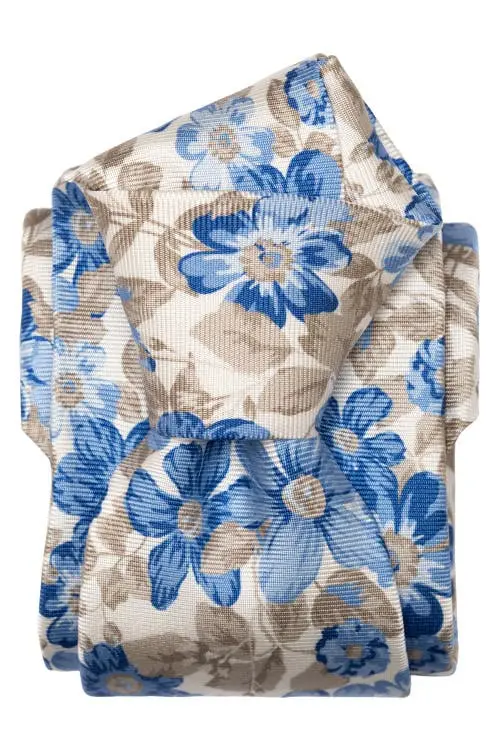 ELIZABETTA Altamura Extra Long Printed Neck Tie - Blue