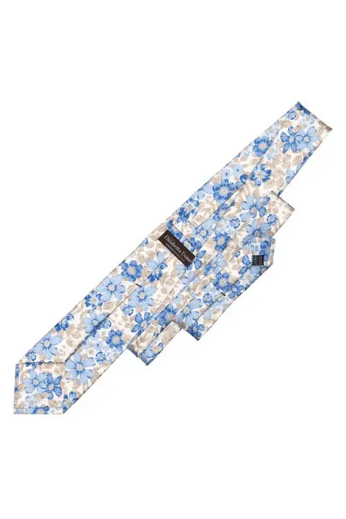 ELIZABETTA Altamura Extra Long Printed Neck Tie - Blue