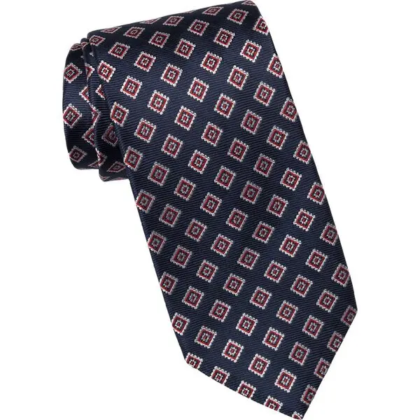 ELIZABETTA Lambrusco Medallion Silk Jacquard Neck Tie - Navy