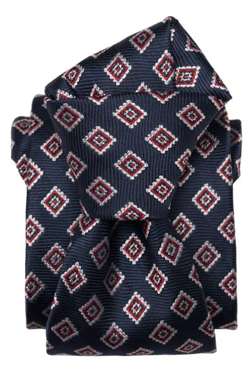 ELIZABETTA Lambrusco Medallion Silk Jacquard Neck Tie - Navy