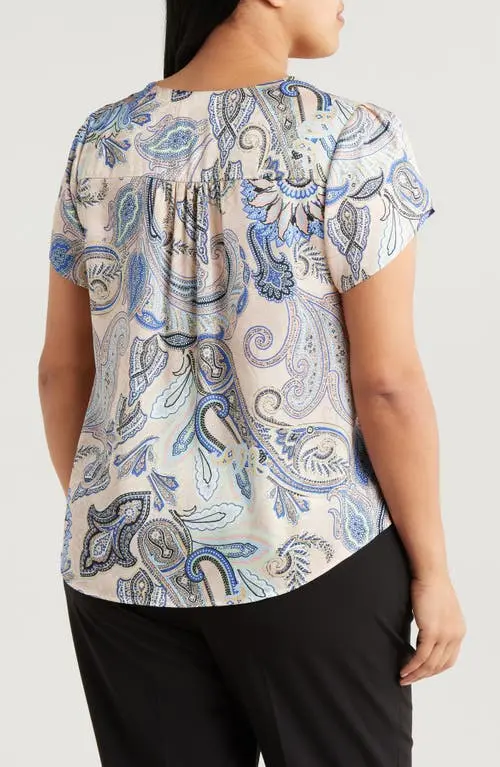 TAHARI ASL Print Tulip Sleeve Top