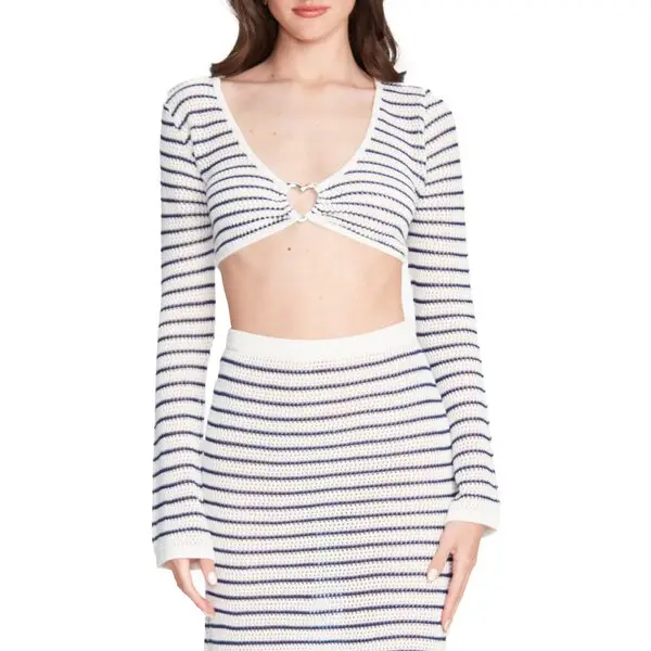 CAPITTANA Olga Stripe Crop Cover-up Swim Top - Multi/ Stripes