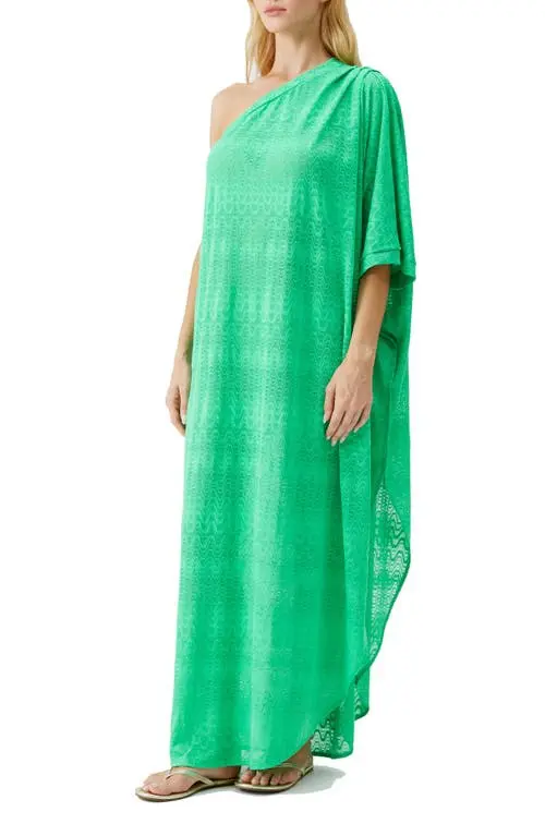 Melissa Odabash Savannah One-shoulder Cover Up Kaftan - Green