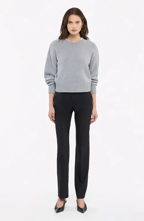 Another Tomorrow Cashmere Knit Sweatshirt - Heather Grey