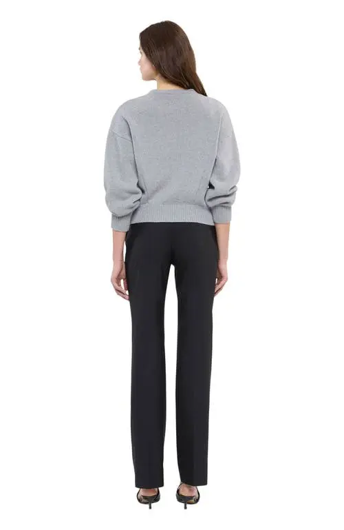 Another Tomorrow Cashmere Knit Sweatshirt - Heather Grey