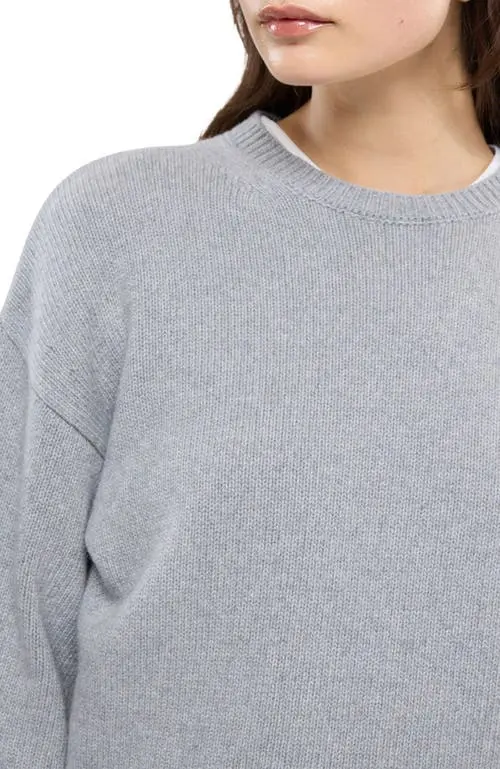 Another Tomorrow Cashmere Knit Sweatshirt - Heather Grey