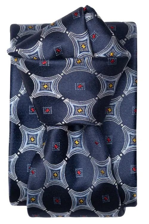 ELIZABETTA Silk Jacquard Circle Motif Neck Tie