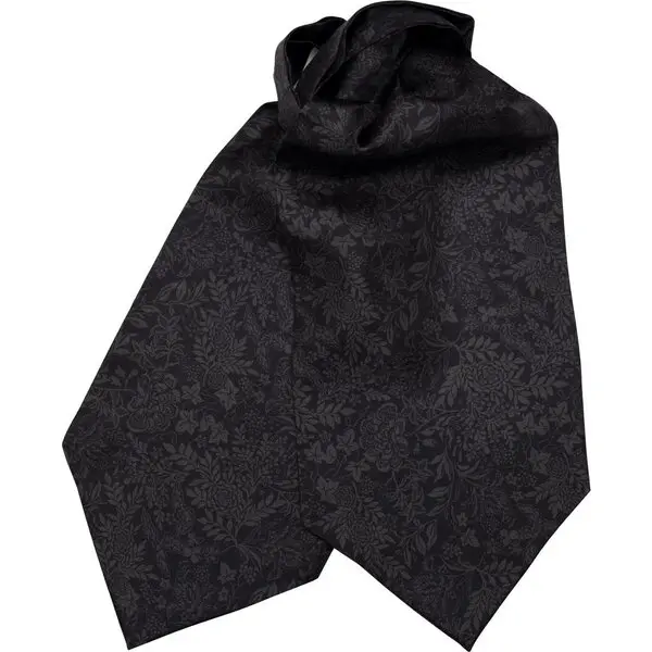 ELIZABETTA Portofino Silk Ascot Cravat Tie - Black