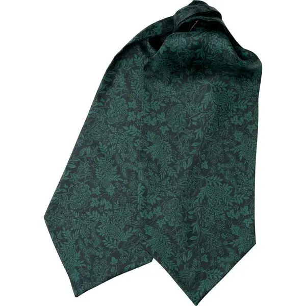 ELIZABETTA Portofino Silk Ascot Cravat Tie - Emerald Green
