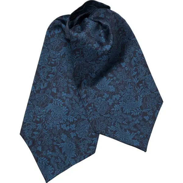 ELIZABETTA Portofino Silk Ascot Cravat Tie - Midnight Blue