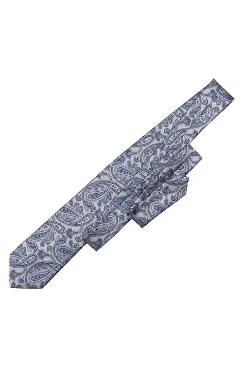 ELIZABETTA Palermo Silk Jacquard Neck Tie - Grey