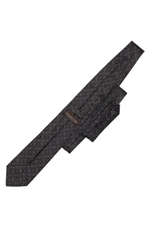 ELIZABETTA Palladio Extra Long Silk Jacquard Neck Tie - Black
