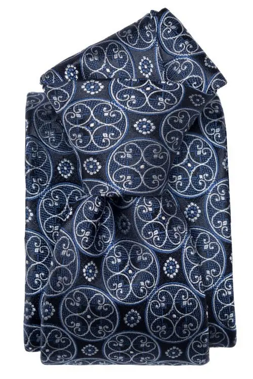 ELIZABETTA Palladio Extra Long Silk Jacquard Neck Tie - Blue