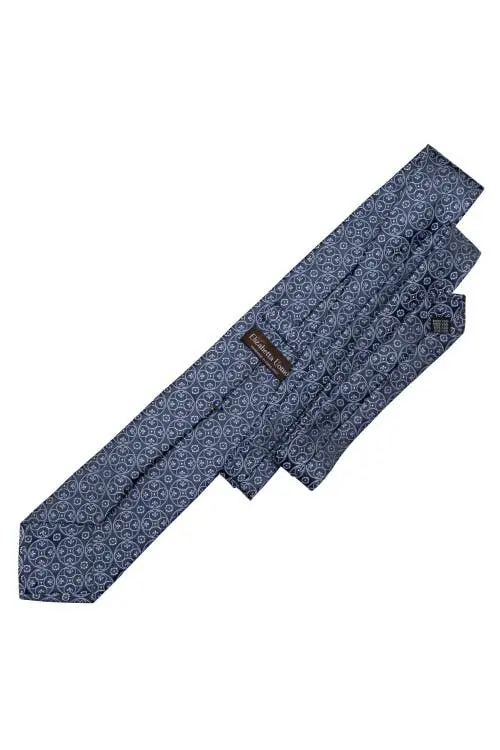 ELIZABETTA Palladio Extra Long Silk Jacquard Neck Tie - Blue