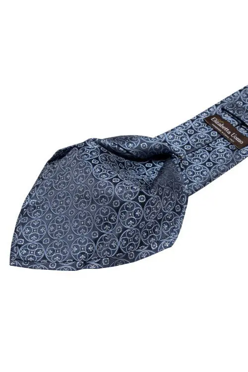 ELIZABETTA Palladio Extra Long Silk Jacquard Neck Tie - Blue