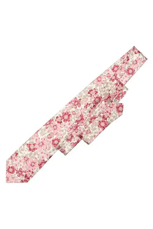 ELIZABETTA Altamura Printed Silk Tie - Pink