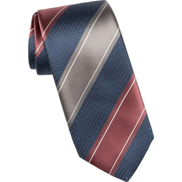 ELIZABETTA Ferrari Silk Jacquard Neck Tie - Navy And Burgundy