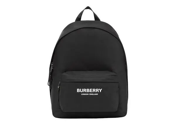 Burberry Logo Print Nylon Backpack - Black