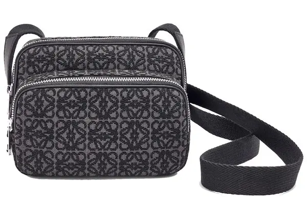 Loewe Camera Bag In Anagram Jacquard Mini - Anthracite/black