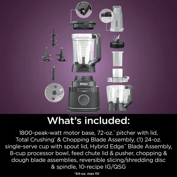 NINJA Detect Kitchen System Power Blender Plus Processor Pro With Blendsense Technology - No Color