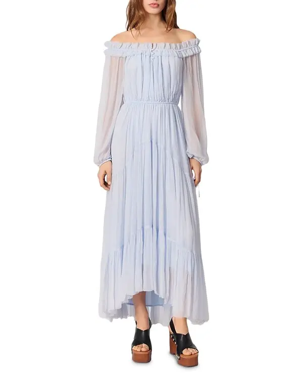 Maje Chiffon Maxi Dress - Blue Sky