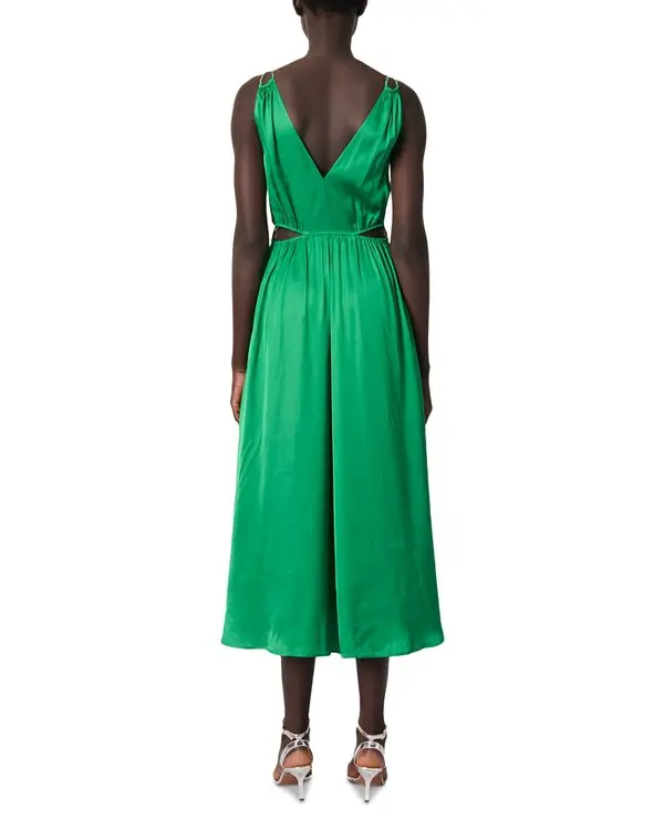 Maje Satin Look Maxi Dress In Green - 50% Off | Editorialist