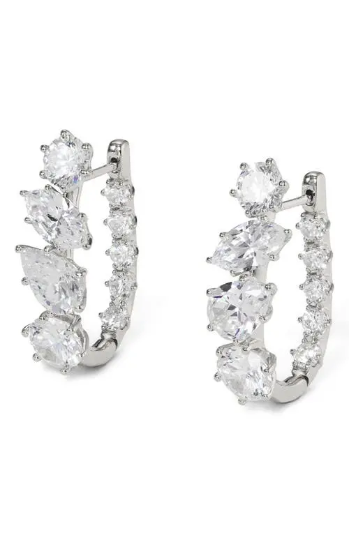 Nadri Beatrix Cubic Zirconia Hoop Earrings - Rhodium