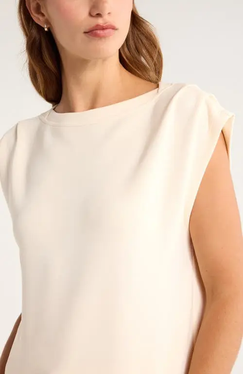 Zella Soft Luxe Knit Gathered Shoulder Top - Ivory Cream
