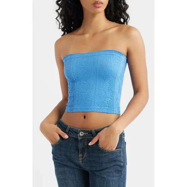 BDG URBAN OUTFITTERS Tapestry Crop Tube Top - Blue
