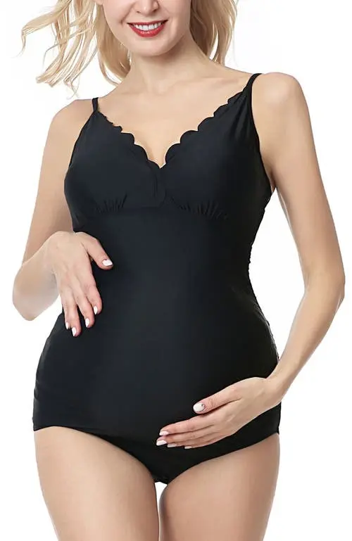 KIMI + KAI Kimber Upf 50+ One-piece Maternity Swimsuit - Black